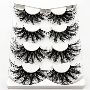 Losha 25mm Lashes Big Fluffy False Eyelashes 3D Dramatic Long Volume Faux Mink Lashes Pack 4 Pairs