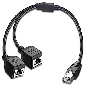 ukiism Ethernet Splitter 1 to 2, RJ45 Splitter LAN Starlink Ethernet Adapter Internet Cable Network Cable 1 Male to 2 Female Suitable Cat5, Cat5e, Cat6, Cat7 LAN Ethernet Socket Connector