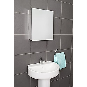 Croydex Winster 20-Inch x 16-Inch Recessed or Surface Mount Medicine Cabinet with Hang 'N' Lock Fitting System, Aluminum, Silver