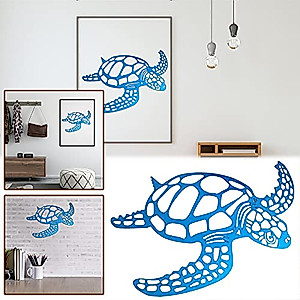 YUAKUOD Sea Turtle Wall Decor - Metal Sea Turtle, Metal Wall Art, 2021 Metal Wall Decor, Metal Turtle, Metal sea Life, Ocean Decor, Beach Decor, Unique Room Decor for Boys, Girls & Women (Blue)