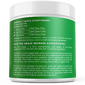 Wonder Paws Grass Hero, Grass Burn Spot Chews – Neutralizes Urine to Prevent Yellow Lawn Spots – Dog Pee Lawn Saver, Spot Treatment & Urinary Health – Cranberry & Methionine – 60 Soft Chews