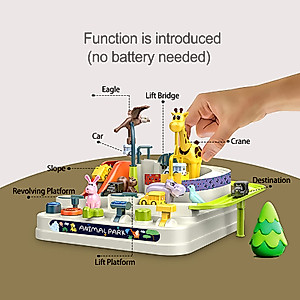 Ferthor Fun Car Rescue Adventure Toys Kids Car Toys for Boys Race Tracks for Toddler Zoo Ramp Vehicle Race Car Game Educational Kids Toys for 3 4 5 6 Year Old Boys（3 Mini Cars）