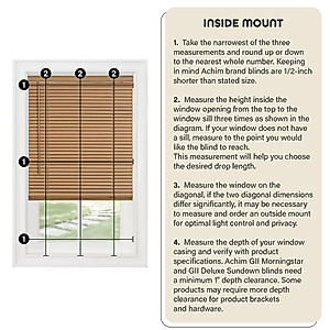 Cordless Light Filtering Mini Blind - 24 Inch Width, 64 Inch Length, 1" Slat Size - Pearl White - Cordless GII Morningstar Horizontal Windows Blinds for Interior by Achim Home Decor