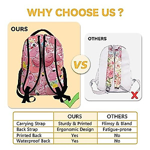 KNOWPHST Flamingo Backpacks for Girls - 16 Inch Cute Backpack for School - Pink, Large Capacity, Durable, Lightweight Bookbag for Kids Travel