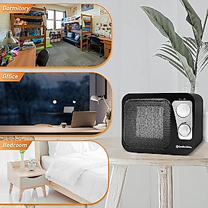 Comfort Zone Electric Retro Design Ceramic Space Heater, Adjustable Thermostat, 2 Heat Settings, Overheat Protection, Safety Tip-Over Switch, Portable for Home, Bedroom & Office Use, 1,500W, CZ470BKB