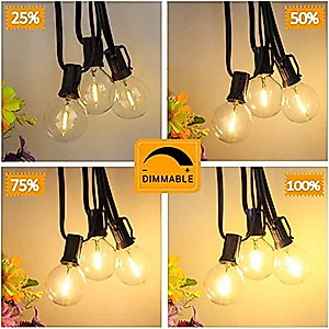 BRTLX Outdoor String Lights, 100FT LED G40 Weatherproof Patio Lights with 50+2(Spare) Waterproof Backyard Shatterproof Hanging Lights String Commercial for Balcony Birthday Party