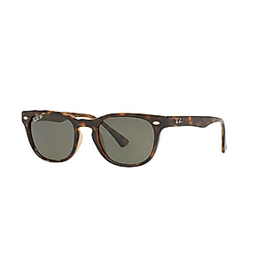 Ray-Ban RB4140 Wayfarer Sunglasses, Light Havana/Polarized CRYstal Green, 49 mm