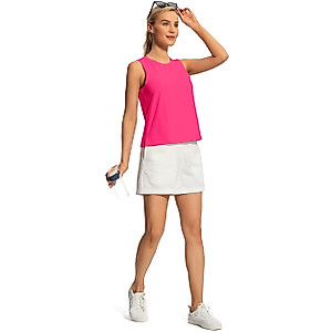 Hiverlay Workout Tank Tops for Women Sleeveless Athletic Cropped Tank Top Sports Gym Muscle Running Shirts Barberry M