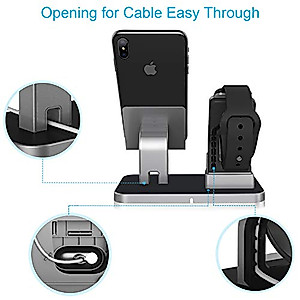 BENTOBEN Compatible with Apple Watch Stand Airpods Charger Dock Cell Phone Stand, Universal Desktop Stand Charging Station Holder for iWatch Airpods iPhone iPad Tablet Android Smartphone, Space Gray