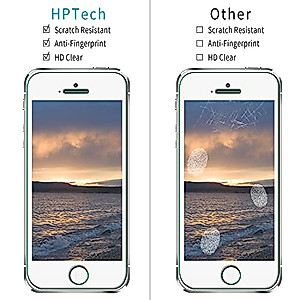 HPTech 2-Pack Tempered Glass For iPhone SE 2016, iPhone 5S, iPhone 5, iPhone 5C Screen Protector, Easy to Install, Bubble Free, 9H Hardness