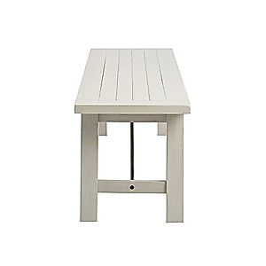 INK+IVY Sonoma Dining Bench 3 Seater Seating Chair with Rustic Metal Accents Support, Country Modern Farmhouse Kitchen Furniture, 66" W x 17" D x 18" H, Reclaimed White