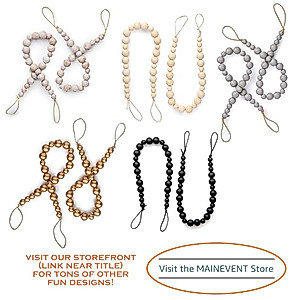 Wood Bead Curtain Tieback Set of 2, Curtain Holdback, Curtain Tie, Curtain Pull Back, Curtain Holder, Rope Curtain Tieback Hooks, Curtain Tie Back Curtain Tie Drape Beaded Curtain Tieback Boho Natural