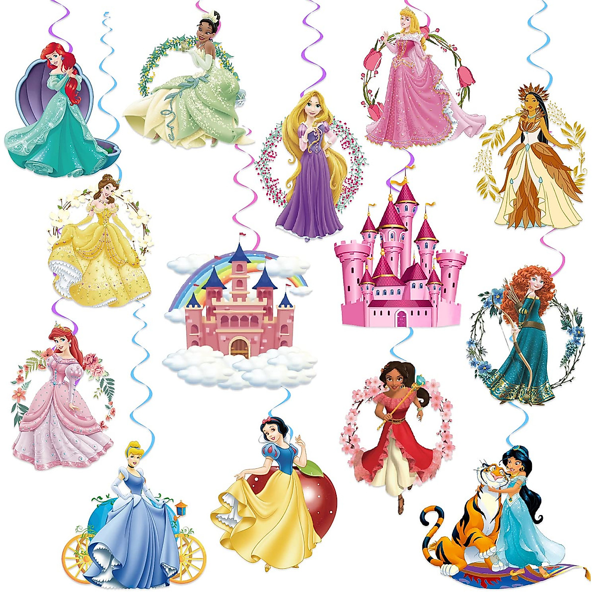 58 Pcs Princess Party Supplies Decorations Hanging Swirls,Princess Party Swirls Streams for Girls Princess Birthday Party Supplies