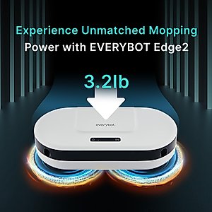 EVERYBOT New Edge2 Robot Mop - Upgraded in 2024 | World’s First Spin MOP Cleaning | Wheel-Less Solution | Powerful Floor MOP Cleaner | Fast Moving Speed & Low Noise Design & Simple Operation