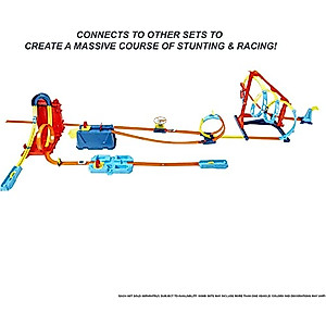 Hot Wheels Track Builder Playset Split Loop Pack & 1 Toy Car in 1:64 Scale, Compatible with Other Hot Wheels Sets and Track Builder Straight Track Set, 37 Component Parts & 1:64 Scale Toy Car