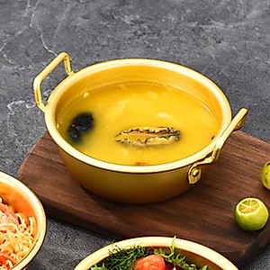 Yardwe Korea Ramen Pot Fast Noodles Cooking Pots Soup Stew Pot Stockpot Alluminum Ramyun Pot with Handles Camping Cookware for Pasta 12.5cm
