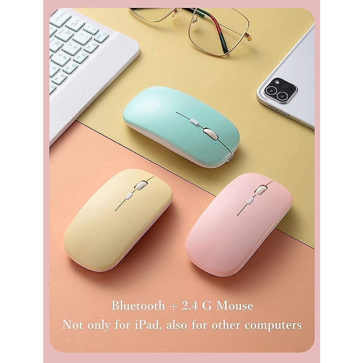 YEEHi iPad 10.9" 10th Generation 2022 Touchpad Keyboard Case Retro Round Key with Mouse Cute Color Keyboard with Trackpad Detachable Touch Keyboard iPad 10 10.9 Cover (Pink)