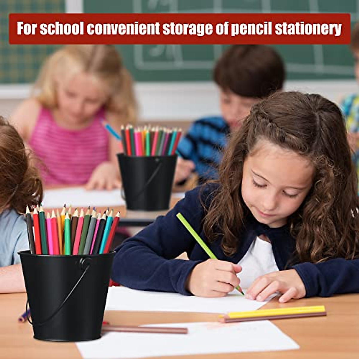 24 Packs 4.1 x 4.7 Inch Metal Buckets with Handle Small Iron Pail Metal Buckets for Party Black Bucket for Plant Candy Crafts Vase Favor Mini Toy Container School Storage and Party Supplies