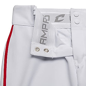 CHAMPRO womens Low-rise Youth Softball With Tournament Traditional Low Rise Pant w Braid, White, Scarlet Pipe, Small US