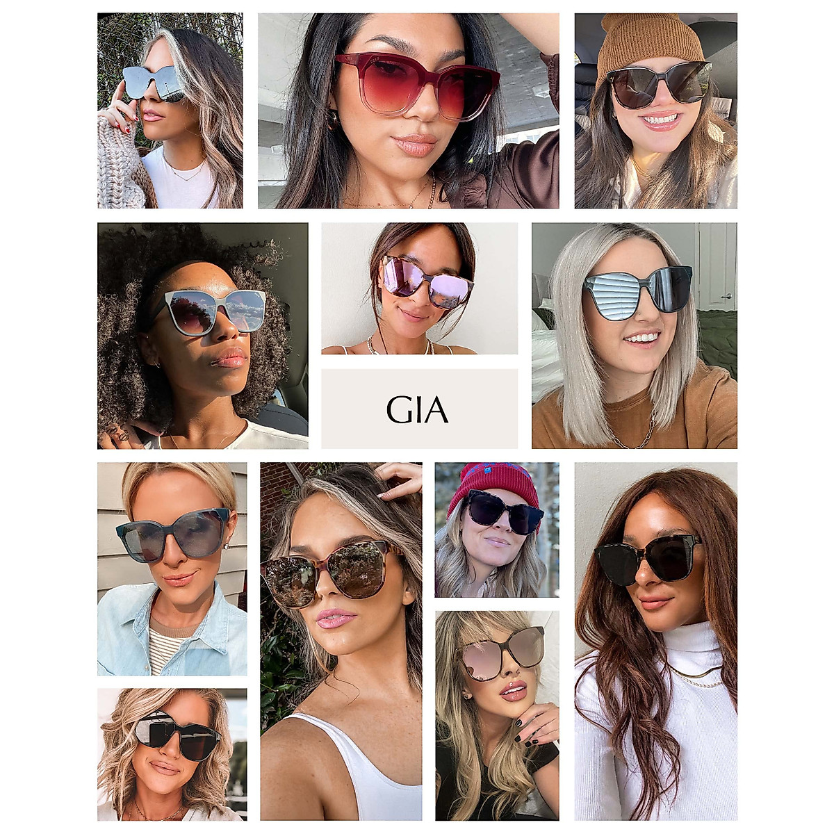DIFF Gia Designer Oversized Square sunglasses for Women UV400 Protection Protection, Black + Grey