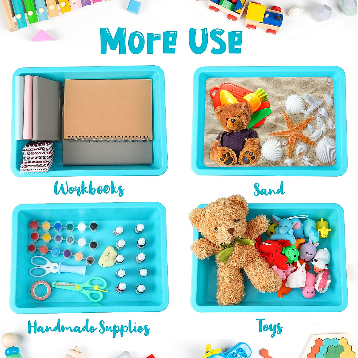 Kigley 10 Pcs Flat Storage Tray Organizer Bin Letter Size Paper Trays for Classroom Art Activity Plastic Stackable File Paper Organizer for Teacher Students School Office Book Organization