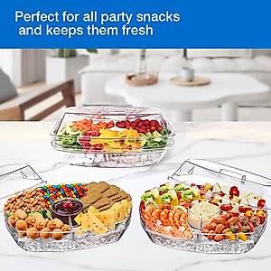 INNOVATIVE LIFE High-end Veggie Fruit Tray with Lid, Ice Chilled Vegetable Serving Platter with Ice Tray on Bottom, Perfect for Entertaining, Parties and Buffet, Clear