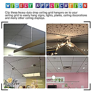 Glarks 12Pcs 2 Inch Drop Ceiling Hooks with Hanging Wire Set, 10 Pack Ceiling Hangers and 2Pcs Adjustable Stainless Steel Wire with Loop and Hook for Hanging Plants, Lights, Decorations up to 20 lbs