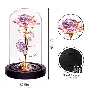 Childom Birthday Gifts for Women,Mothers Day Rose Gifts for Mom,Womens Glass Rose Gifts,Light Up Rose Flowers in Glass Dome,Colorful Rainbow Flower Rose Mom Gifts for Her,Wife,Mom,Girls,Anniversary
