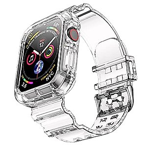 Clear Watch Band for Apple Watch 38mm 40mm 41mm 42mm 44mm 45mm Jelly Crystal Bumper Case Band for Women Men Compatible with Apple Watch Series 8 SE 7 6 5 4 3 2 1