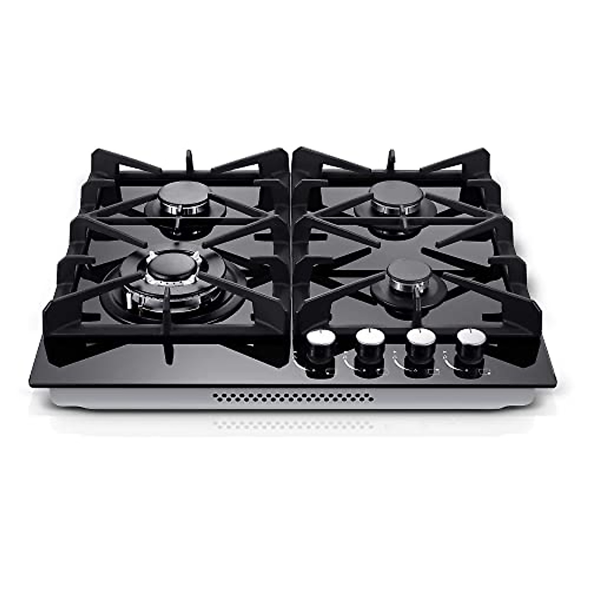 Gas Stove Top 24 inch Eascookchef,24 inch Gas Cooktop 4 Burner,Gas Stove Top NG/LPG Convertible,Black Tempered Glass Dual Burners Propane Cooktop with Thermocouple Protection,Bulit-in Gas Hob