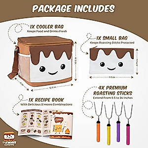 The S'mores Company - Smores Kit with 4 Marshmallow Roasting Sticks, Kids Marshmallow Smores Caddy for Fire Pit Campfire Accessories, for Camping, Glamping, Picnic