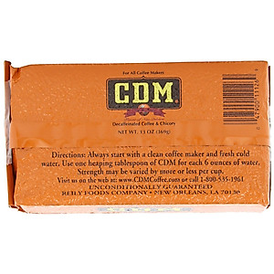 CDM Coffee & Chicory Decaffeinated Ground Coffee 13 Ounce Bag