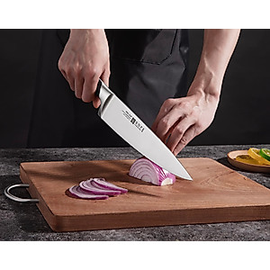 SNFSchneidteufel Pro Cut Forged 8 Inch Chef Knife - X50CrMoV15 Stainless Steel Chefs Knife with Black Ergonomic Handle - 8" inch Chef Knife - Ideal Kitchen Gadgets and Essentials