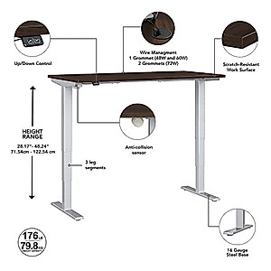 Bush Business Furniture Move 40 Electric Standing Height Adjustable Desk, 72W x 30D, Black Walnut