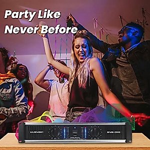 MUSYSIC 2 Channel Power Amplifier Distortion Free and Clear Sound - Professional 2U Chassis Rack Mount Amplifiers for DJs/Experts/Events w/ATR Technology/XLR and 1/4 Inch Inputs - 2000Watts