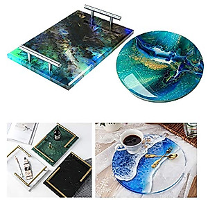 2Pack Large Resin Mold,Oversized Silicone Tray Molds for Epoxy Resin,Include Round,Rectangle Shaped Plate Molds for Resin Casting,Home Decorations Crafts