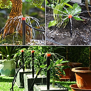 AUMIO Drip Irrigation Kit 115FT Garden Irrigation System 1/4" 1/2” Blank Distribution Tubing Watering System Adjustable Nozzle Automatic Irrigation Equipment for Greenhouse, Flower Bed, Patio, Lawn