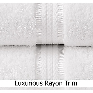 COTTON CRAFT Ultra Soft 4 Pack Oversized Extra Large Bath Towels 30x54 White Weighs 22 Ounces - 100% Pure Ringspun Cotton - Luxurious Rayon Trim - Ideal for Everyday use - Easy Care Machine wash