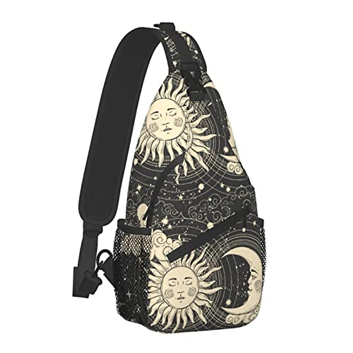 Sling Bag Tarot Sun Moon Witchy Astrology Night Psychedelic Hiking Daypack Crossbody Shoulder Backpack Travel Chest Pack for Men Women
