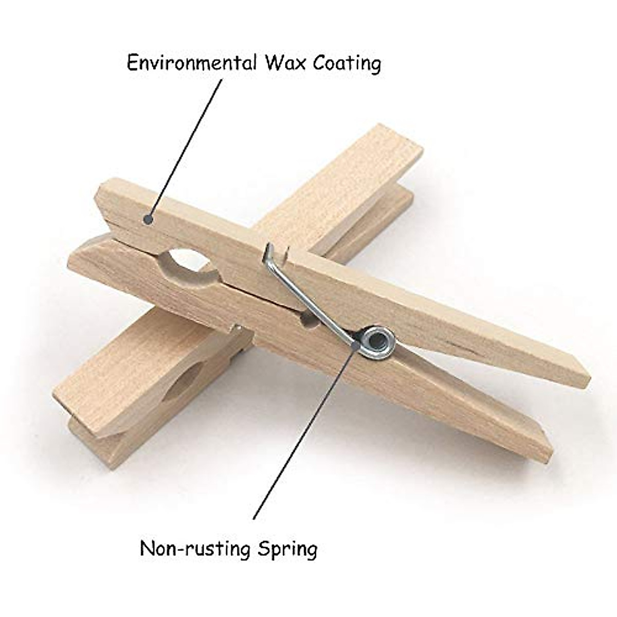 Areedy 200PCS Wood Clothes Pins 2.5cm Sturdy Mini Clothespins Photo Clips with Jute Twine Multi-Function DIY Paper Peg Pin Craft Clips