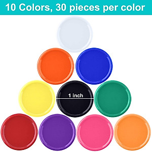 Coopay 300 Pieces 10 Colors Bingo Chips Bulk, 1 Inch Game Tokens Kids Reward, Plastic Learning Counters Disks Counting Discs, Poker Chips Bingo Markers for Math Practice (Style 2)