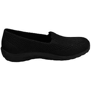 Skechers Women's Reggae Fest Willows Flat, Black/Black Mesh, 6.5 M US