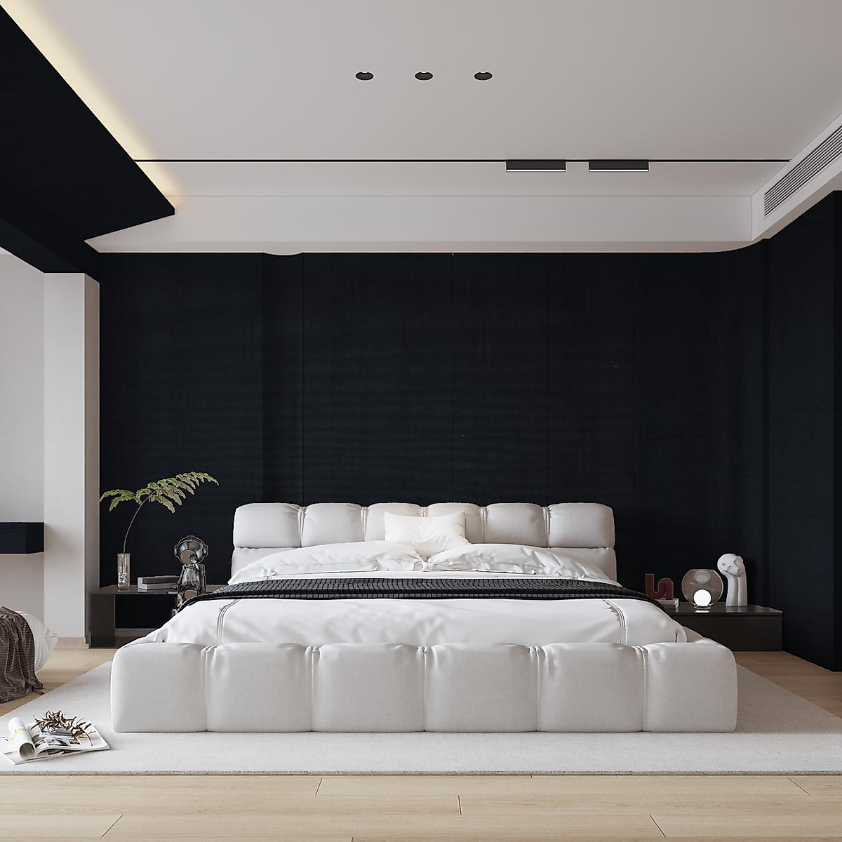 HATOKU 17.7" x 196" Black Wood Peel and Stick Wallpaper, Contact Paper for Cabinets PVC Self Adhesive Wallpaper for Desk Drawer Shelf Liner