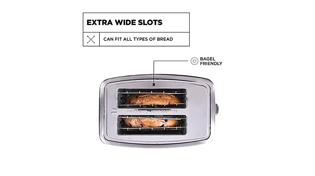 Crux 2 Slice Stainless Steel Toaster - Wide Slots & Bagel/GF