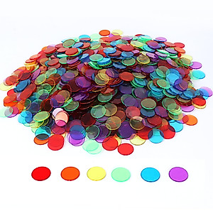 GSE Games & Sports Expert 1,000 Pieces 3/4-Inch Multi-Color Bingo Chips, High-Contrast Transparent Counting Chips for Bingo Games, Parties