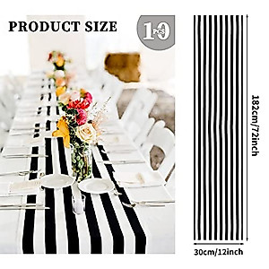 10 Pack Striped Table Runner Polyester Table Decor Classic Black and White Striped Table Runner Modern Elegant Design for Indoor Outdoor Events Banquet Party Wedding (12 x 72 Inch)