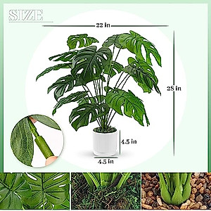 Der Rose 28" Fake Plants Large Artificial Monstera Faux Plants Indoor Tall for Floor Home Office Farmhouse Bedroom Decor