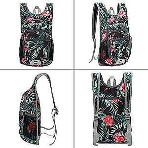 WEREWOLVES 10L Small Hiking Backpack, Lightweight Foldable Packable Casual Outdoor Travel Daypack (A5-flower, 10L)