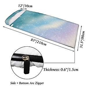 Sleeping Bag Christmas New Year Winter Snowflakes Stars Galaxy Sleep Bag Cover Mat for Travel Camping Hiking Women Men Adult 3 Seasons
