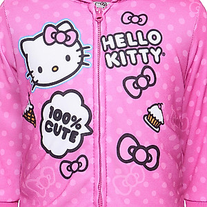 Hello Kitty Girls Zip Up Hooded Sweatshirt for Infant, Toddler and Little Kids Hot Pink